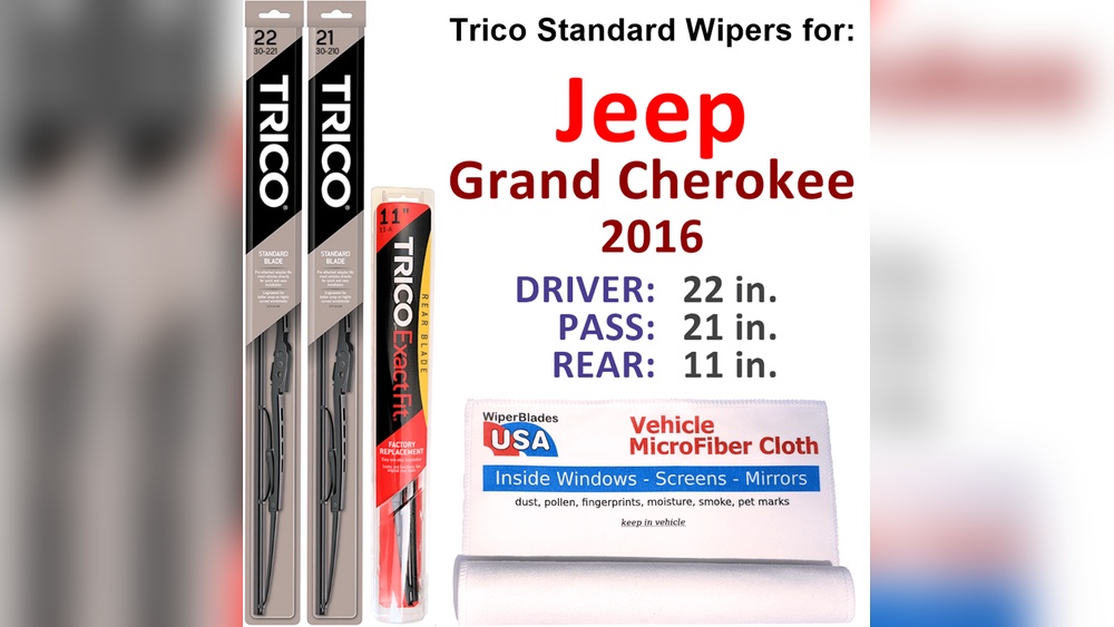 2016 Jeep Grand Cherokee Wiper Blade Size Guide & Specs