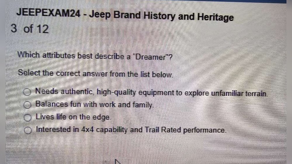 Which Attributes Best Describe A Dreamer Jeep Owner?